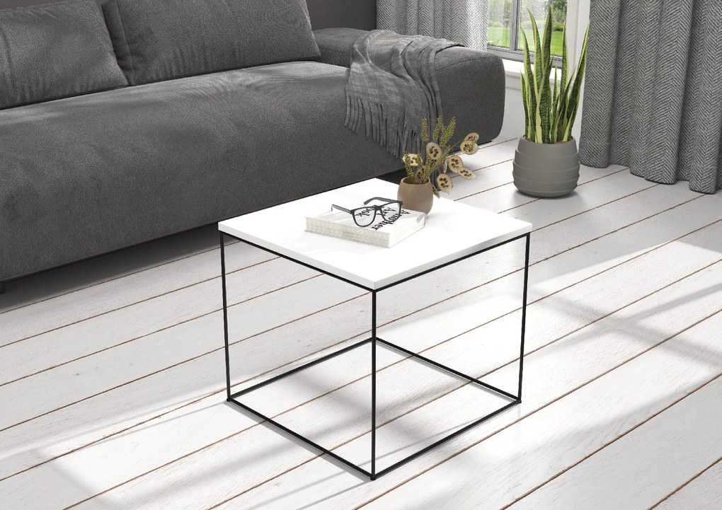 ADRK Furniture Konferenční stolek ELENA 50x50 CT-ELE-B-W