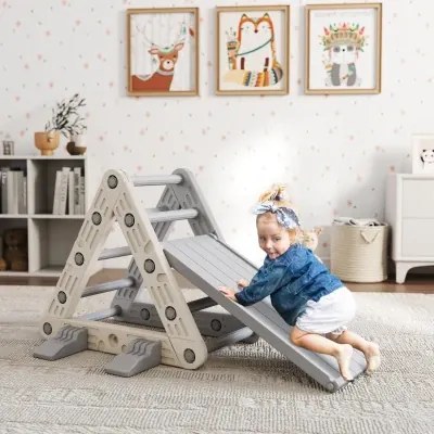 AIYAPLAY dětský lezecí trojúhelník pro děti od 18-48 měsíců se skluzavkou a lezecí rampou 130x80x69 cm šedá a bílá