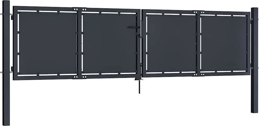 Zahradní brána ocelová 300 x 100 cm antracitová 144524