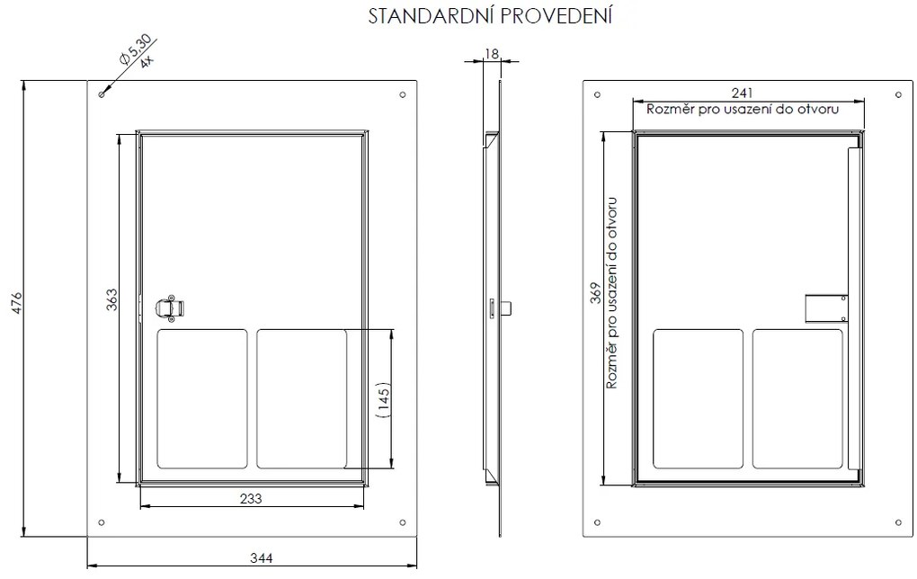 Poštovní schránka do sloupku dvířka - západka Rozměr otvoru pro usazení: Vlastní rozměr - individuální kalkulace