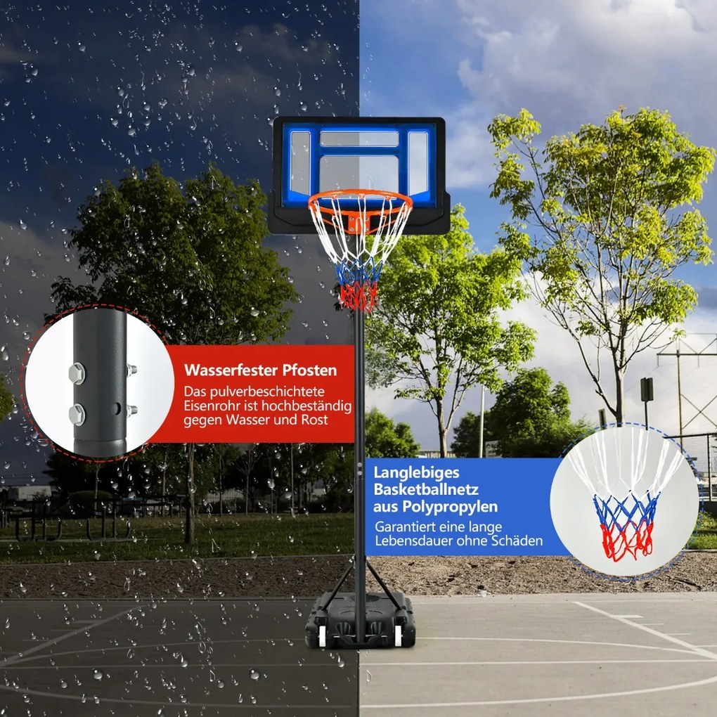 Costway Basketbalový stojan 90/158-210 cm výškově nastavitelný – modrý