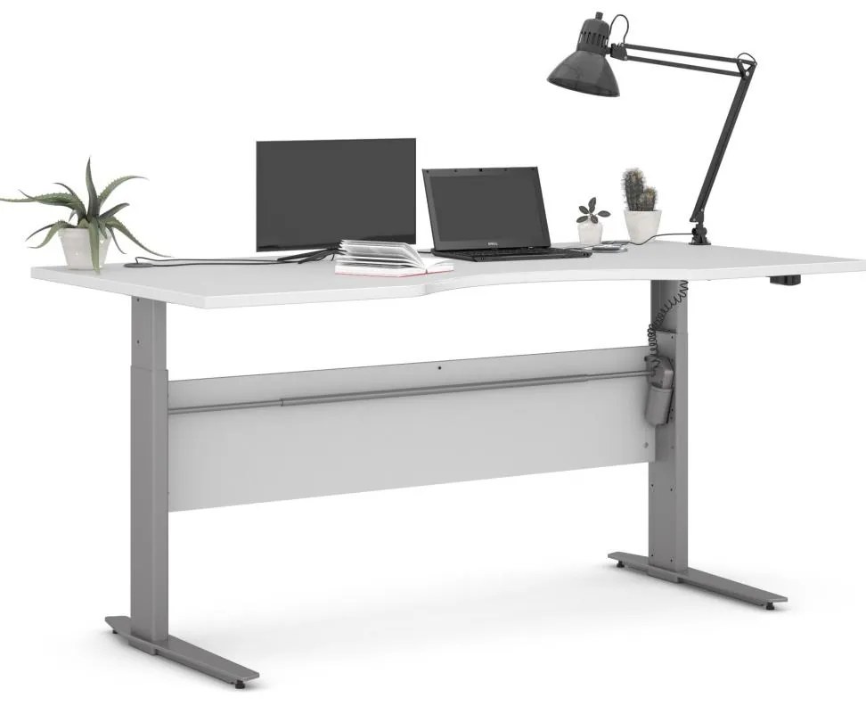 Tvilum Výškově nastavitelný psací stůl Office 80400/320 bílá/silver grey