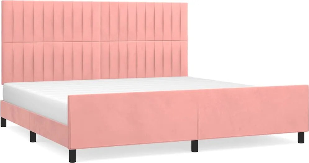 Rám postele s čelem růžový 200x200 cm samet 3125902
