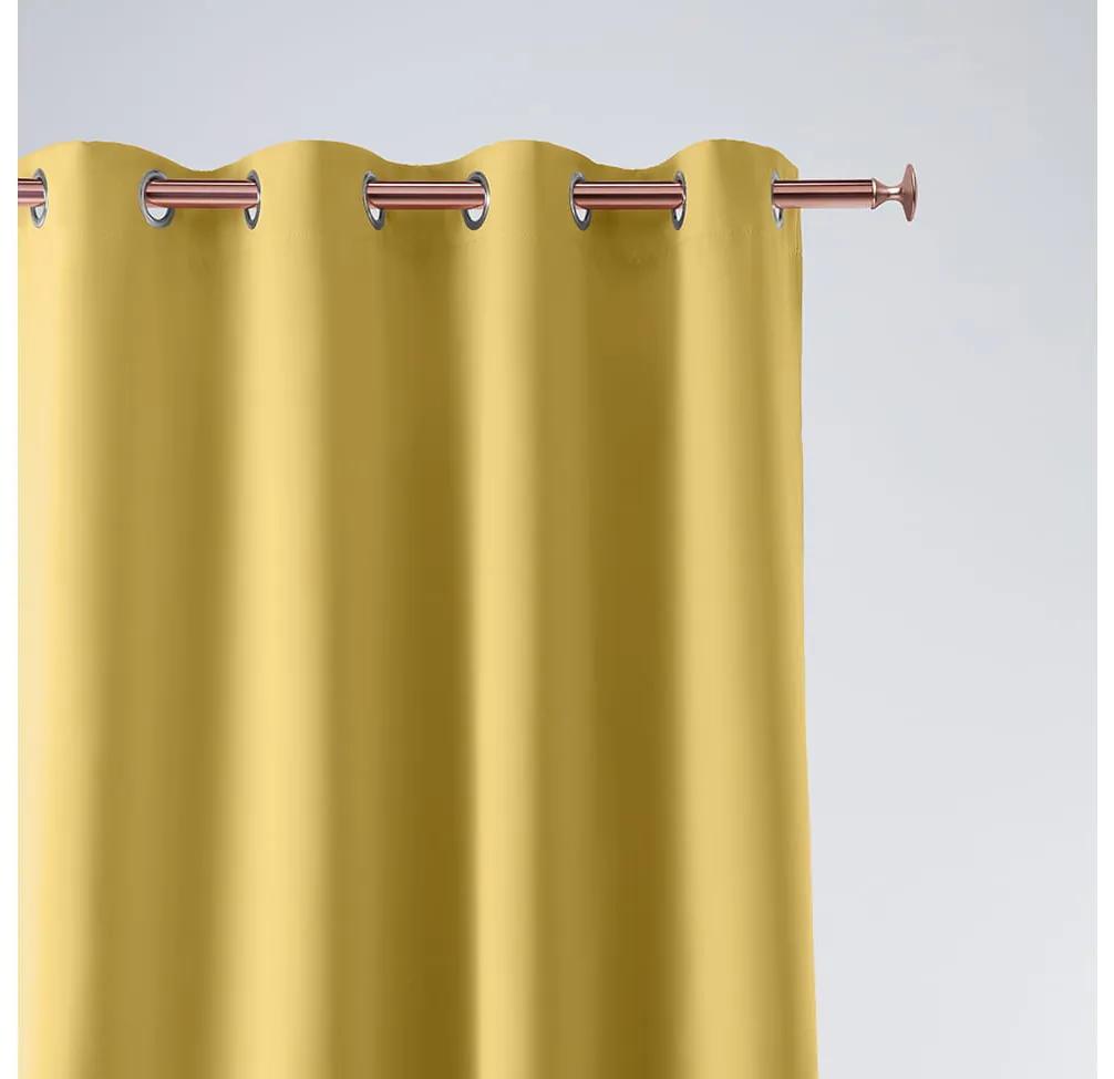 Room99 Hotový závěs na kroužcích AURA Barva: Tmavě růžová/Zlatá, Velikost: 140 x 250 cm