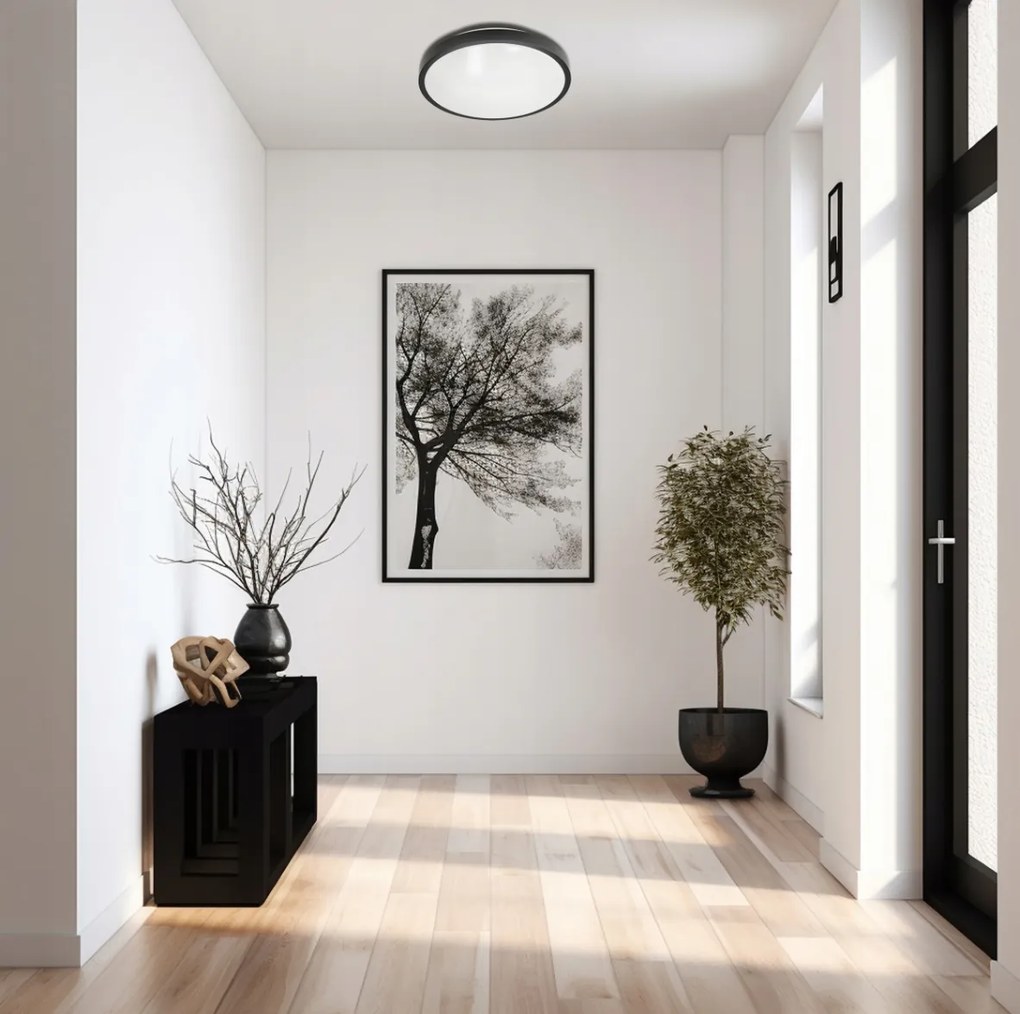 BERGE Přisazený LED stropní panel 12W 860lm Kulatý černý NW