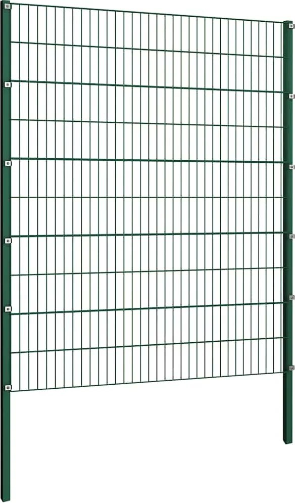 Plotový panel se sloupky železný 176,5 x 200 cm zelený 144936