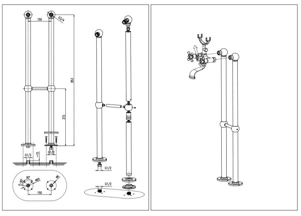 RAV Slezák MK150.5/2CMATSM - Vanová sada s baterií MORAVA RETRO černá/mosaz
