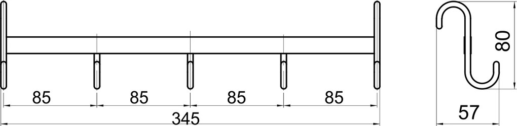 Novaservis - Pětiháček na topný žebr Metalia Drátěný program chrom, 6002,0