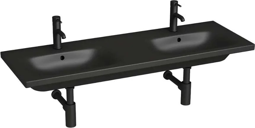 Jika Mio-N - Dvojumyvadlo 130x45 cm, s přepadem, 2 otvory pro baterie, matná černá H8147147161041