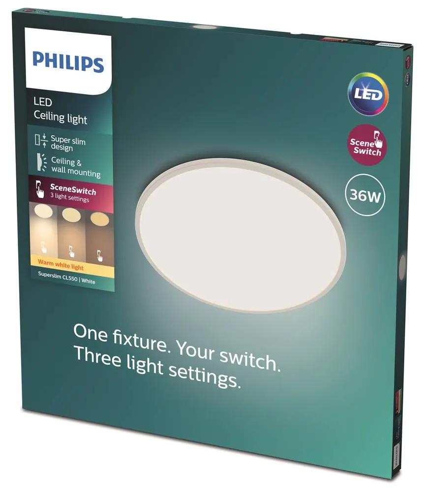 Philips Superslim LED IP44 4 000K Ø 24,5cm bílá