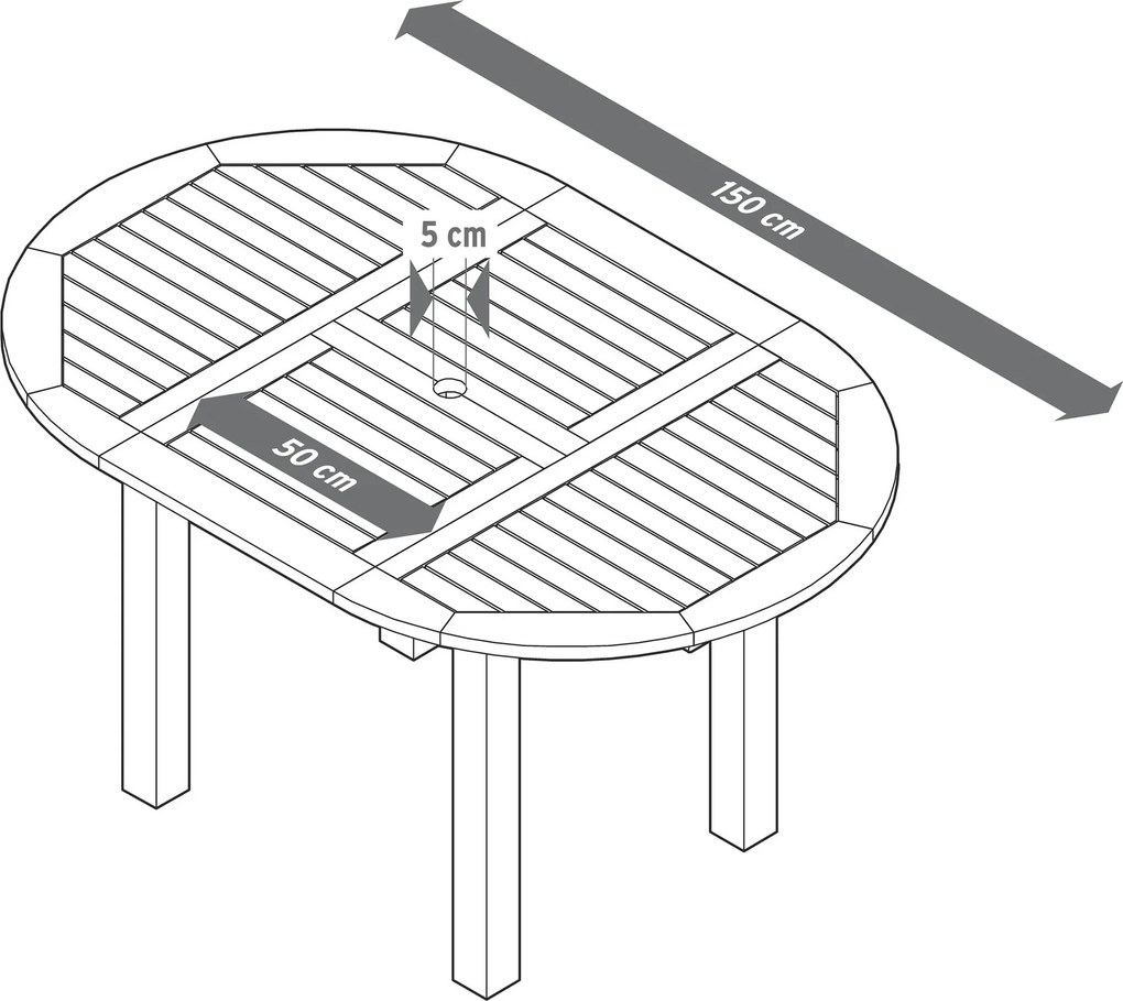 Tchibo - Kulatý/oválný rozkládací zahradní stůl, cca 100 až 150 cm