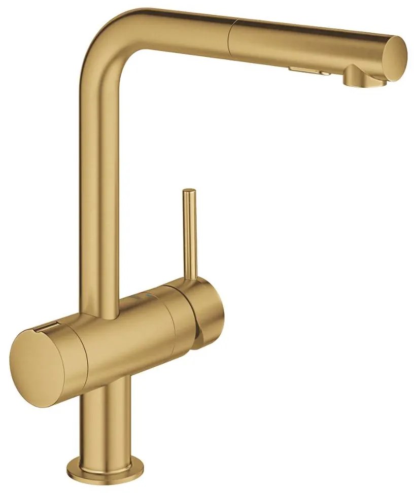 Grohe Minta - Dřezová baterie s výsuvnou sprškou a uzavíracím ventilem, kartáčovaný Cool Sunrise 31558GN0