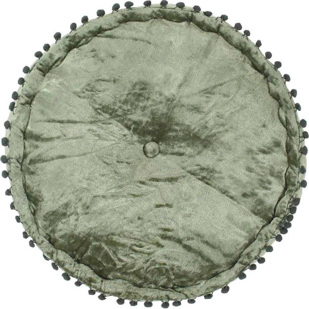 Kulatý taburet samet 40 x 20 cm zelený 287567