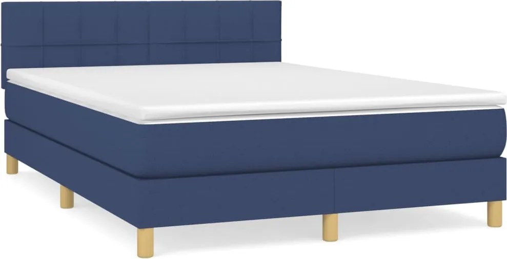 Box spring postel s matrací modrá 140x190 cm textil 3140615