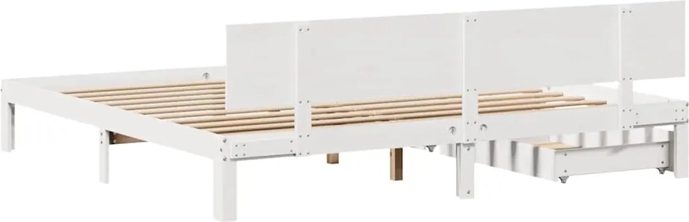 Rám postele se zásuvkami bílý 200 x 200 cm masivní borovice 3301993