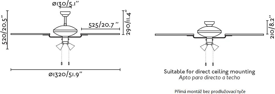 FARO CORSO 33274 52“ hnědá/dub/mahagon Reverzní stropní ventilátor