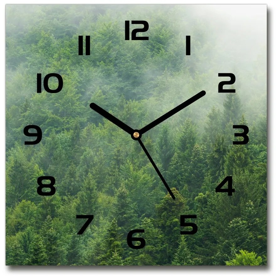 Wallmuralia Skleněné hodiny čtverec Tajemný les 30x30 cm