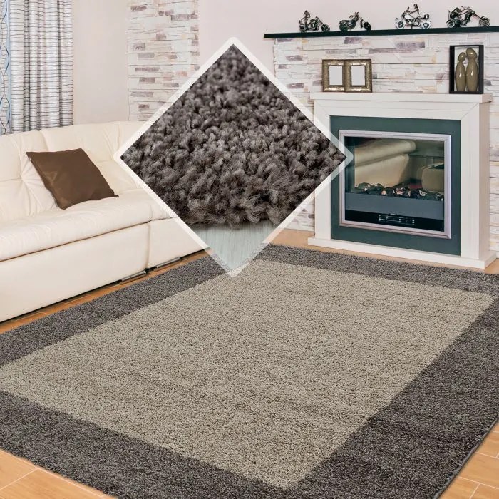 Vopi | Kusový koberec Life Shaggy 1503 taupe - Kulatý průměr 120 cm