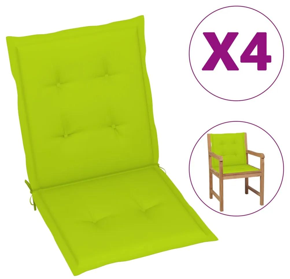 314147 vidaXL Podušky na zahradní židle 4 ks jasně zelené 100 x 50 x 4 cm