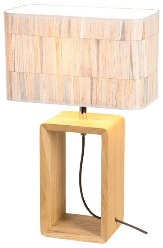 Stolní lampa MALO, 1xMax.25W, vícebarevné textilní stínítko, olejovaný dub