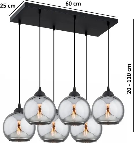 Brilagi - Lustr na lanku DIOR 6xE27/60W/230V černá/kouřová šedá