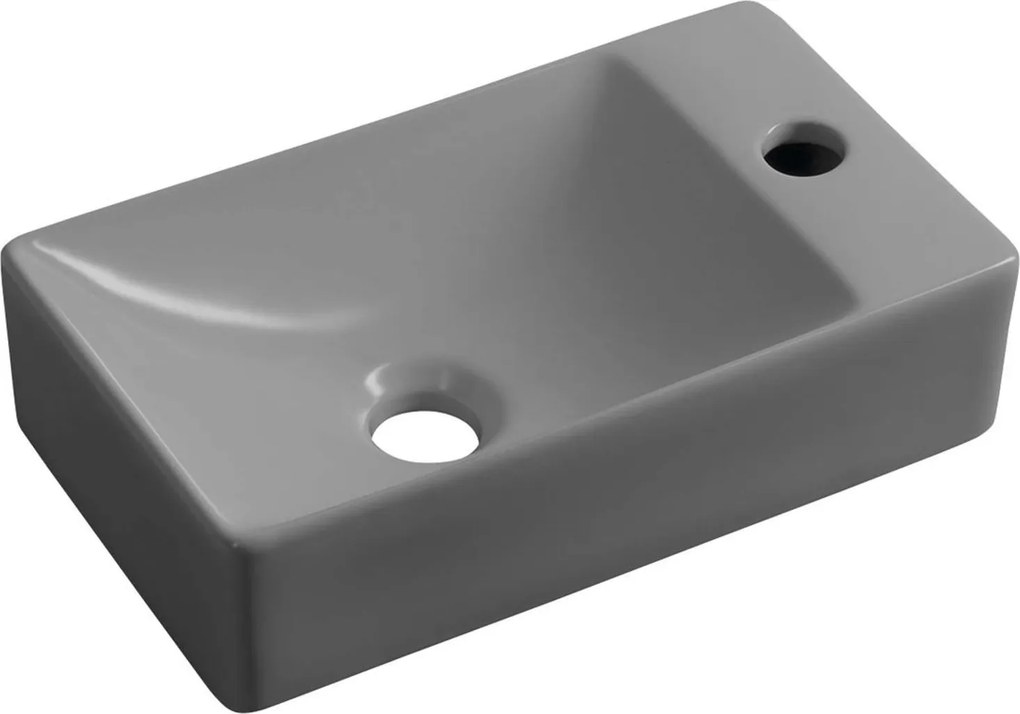 Sapho Small - Umývátko Margitha 38x22 cm, bez přepadu, otvor pro baterii, šedá MGT3822GR