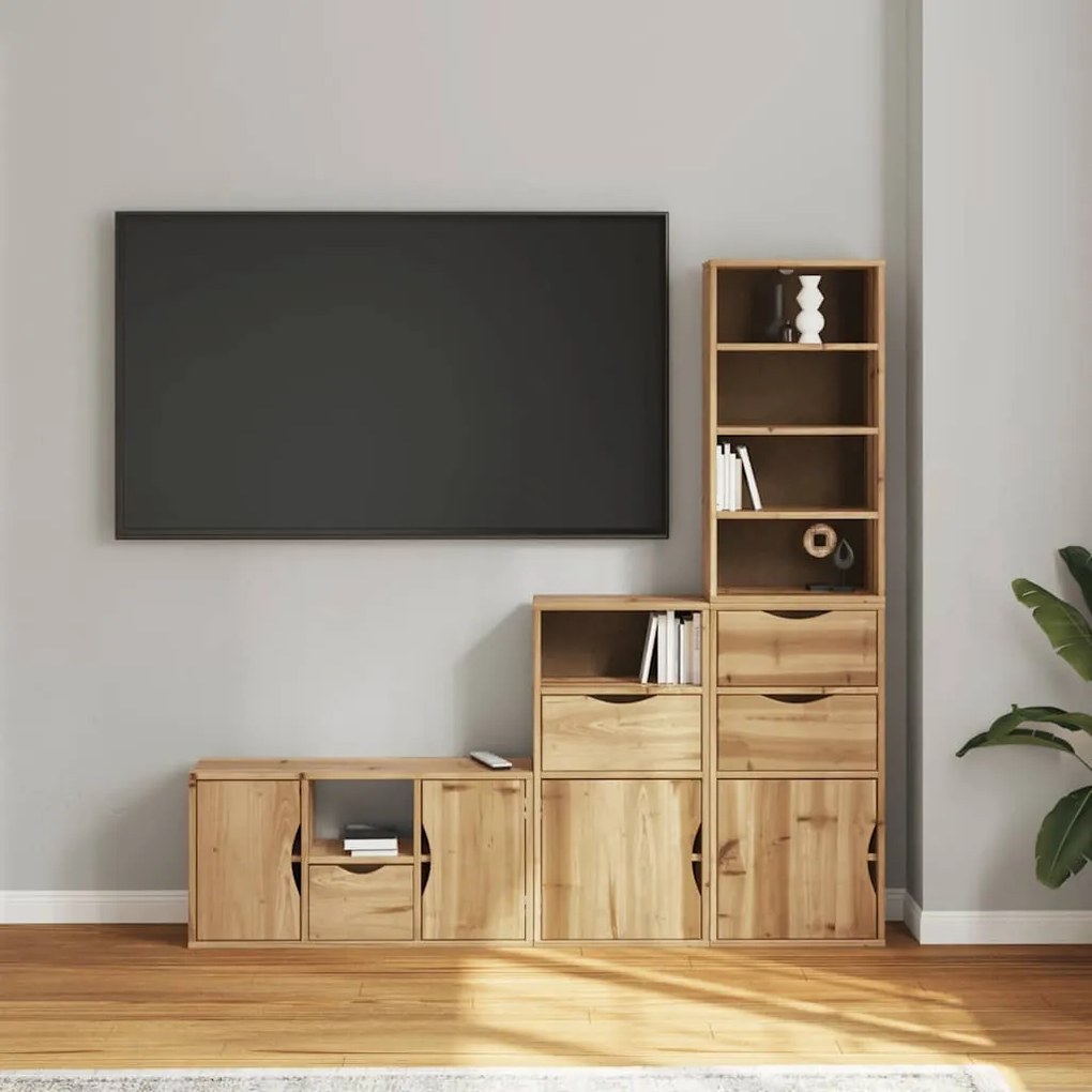 4 kusů TV skříněk s úložným prostorem "ODDA" Borovicový masiv 3365380