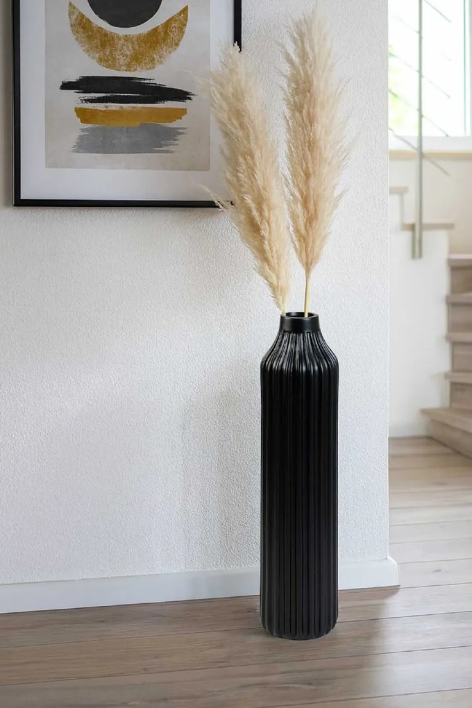 Podlahová váza VERTO, sklolaminát, výška 80 cm, černý mat