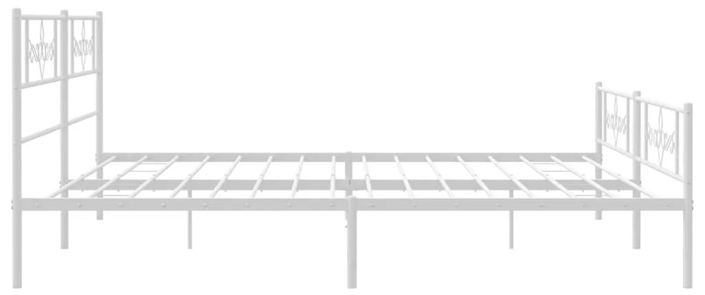 Kovový rám postele s hlavovým a nožním čelem bílý 200 x 200 cm,  355341