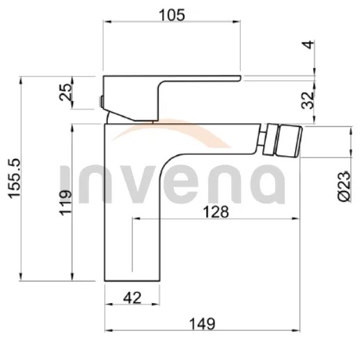Invena Nyks, stojánková bidetová baterie, chrom lesklý, INV-BB-28-001-S