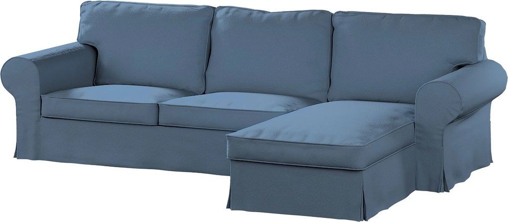 Potah na pohovku IKEA Ektorp 2-místná s lenoškou barva modrá látka pletený vzor