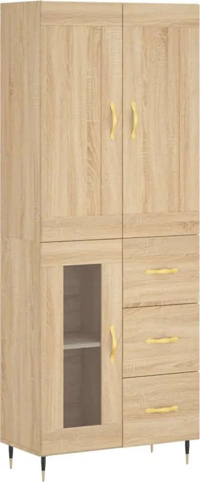 vidaXL Skříň highboard 69,5 x 34 x 180 cm kompozitní dřevo [3199924] Barva: kouřový dub