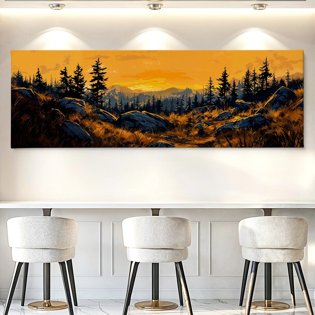 Obraz na plátně - Teplé lesní seance FeelHappy.cz Velikost obrazu (šířka x výška): 180 x 60 cm