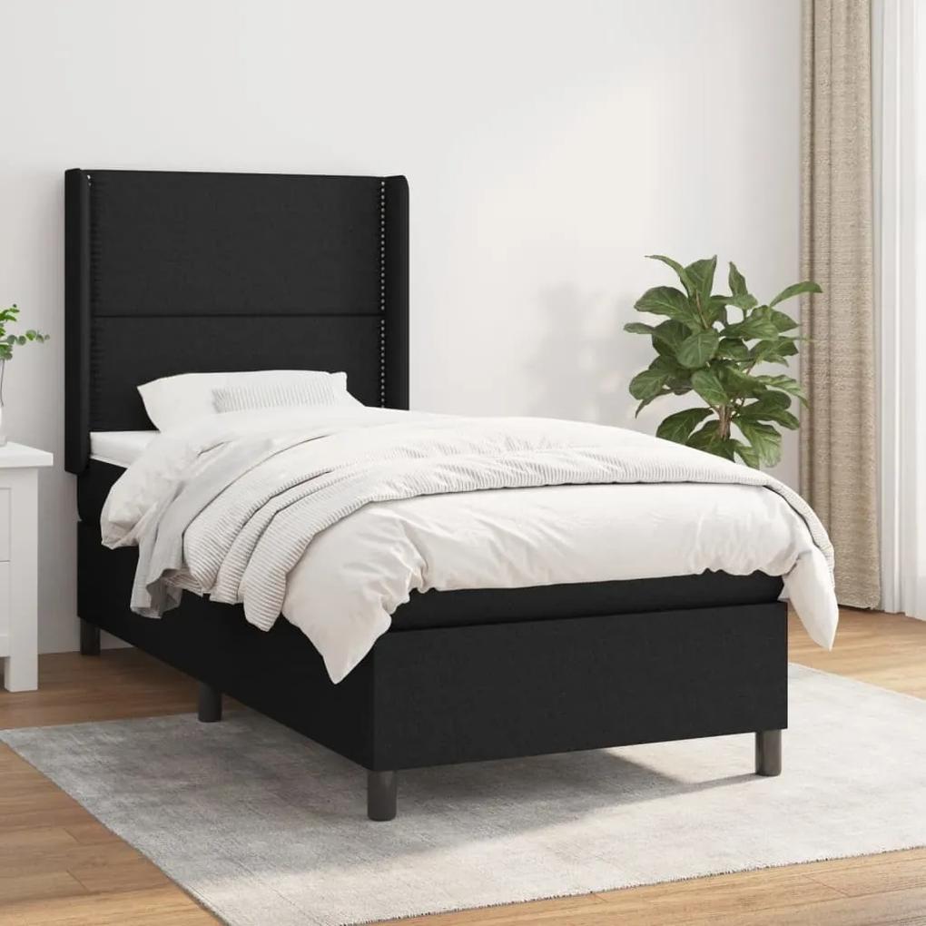 vidaXL Box spring postel s matrací 90x200 cm textil [3131326] Barva: Černá