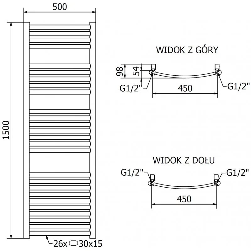 Mexen Helios, topné těleso 1500x500 mm, 537 W, zlatá lesklá, W103-1500-500-00-50