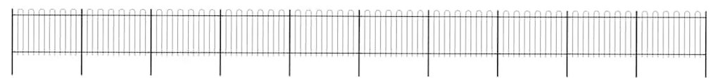 Zahradní plot s obloukem nahoře ocelový 1673 x 120 cm černý 277674