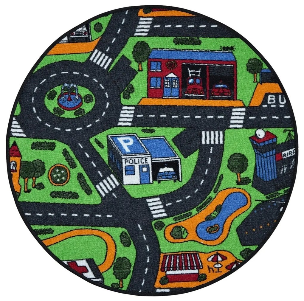 Vopi, Dětský kusový koberec City life kruh, 120x120 (průměr) kruh, vícebarevná, dětský pokoj