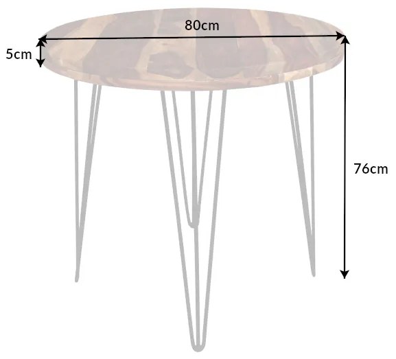 Designový kulatý jídelní stůl Elegant 80 cm Sheesham