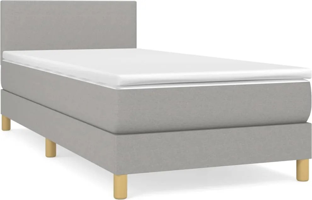 Box spring postel s matrací světle šedý 100 x 200 cm textil 3140433