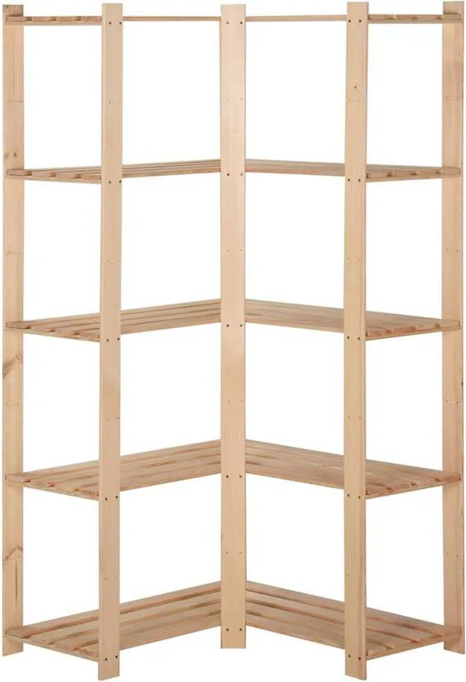 5patrový úložný regál rohový 82,5x82,5x170 cm masivní borovice 327323