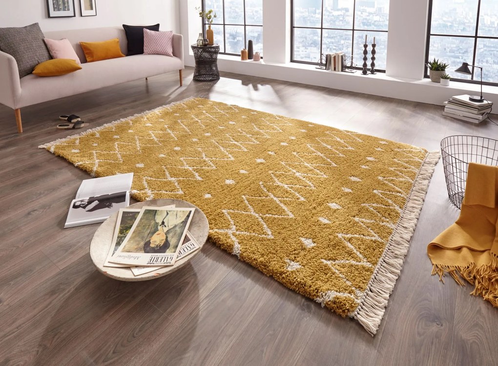 Mujkoberec Original AKCE: 80x200 cm Kusový koberec Mujkoberec Original Bertha 103272 Gold Yellow Creme - 80x200 cm