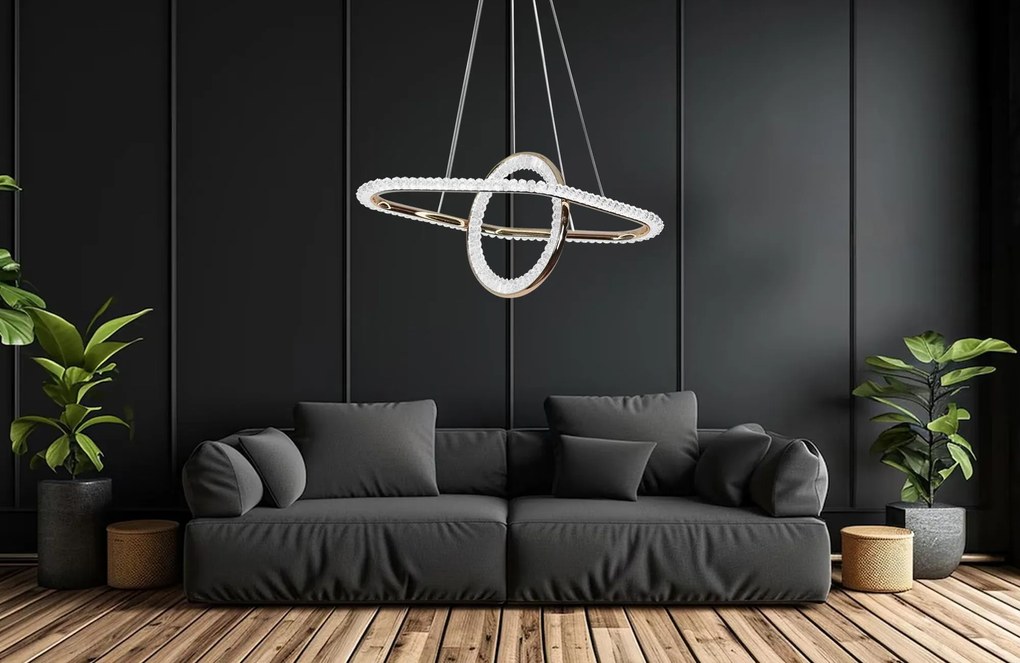 Toolight Toolight, LED závěsné svítidlo 64x36 cm, 60W, G034-CP, zlatá lesklá, OSW-06301