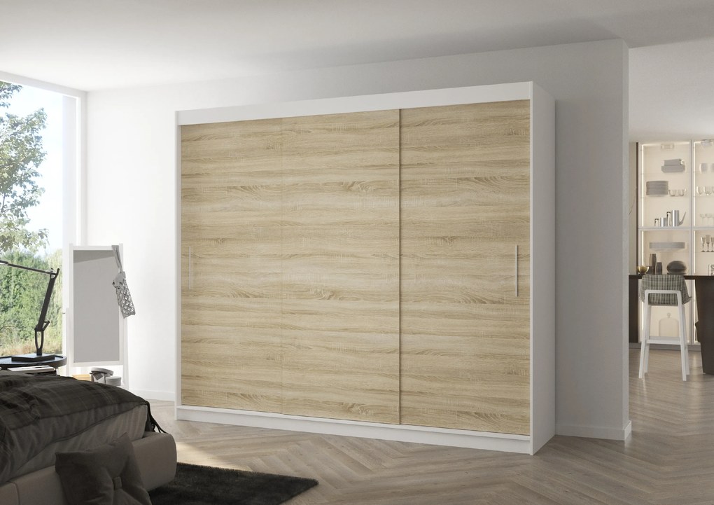 ADRK Furniture Posuvná skříň ANTOS 250 SW-ANT-W+S-250+A432