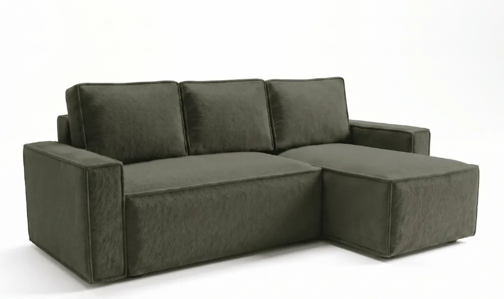 Rozkládací oboustranná sedací souprava do L SMART BOUCLE 232x143 cm, tmavě zelená