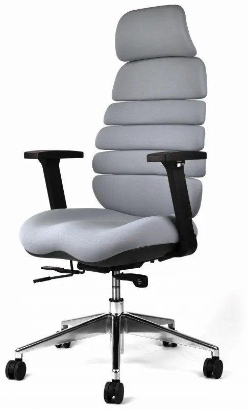 MERCURY STAR Kancelářská ergonomická židle SPINE s podhlavníkem — látka, nosnost 130 kg Tmavě šedá
