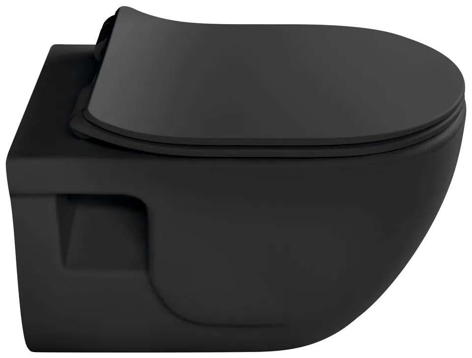 Sapho Sapho, BRILLA závěsná WC mísa, Rimless, 36,5x53cm, černá matná, 100614-110