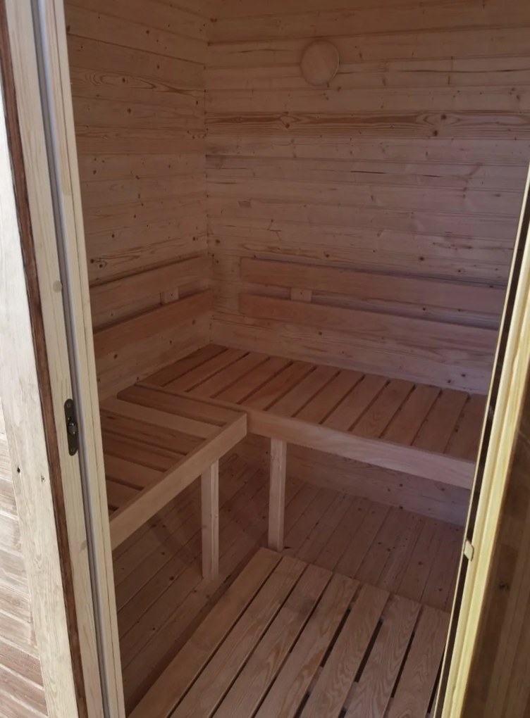 NIKIDO Venkovní zaoblená sauna na dřevo nebo elektřinu LILLY 180x220 pro 4 osoby