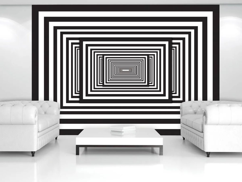 Fototapeta - Bílý a černý 3D tunel (152,5x104 cm)