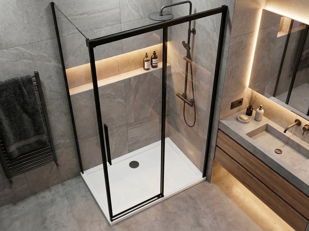 Gelco Luxor Black sprchový kout obdélníkový 120 x 100 x 200 cm L/P varianta posuvné černá čiré sklo GU1212BGU5610B