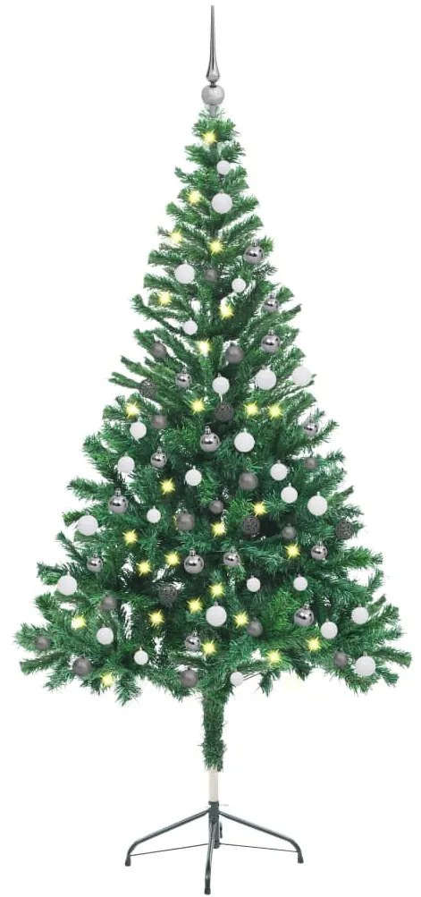 3077660 vidaXL Umělý vánoční stromek s LED a sadou koulí 150 cm 380 větví